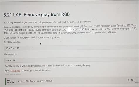 321 ﻿lab Remove Gray From Rgbsummary Given Integer