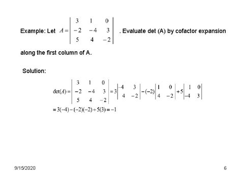 Chapter 2 Determinants By Cofactor Expansion Evaluating Determinants