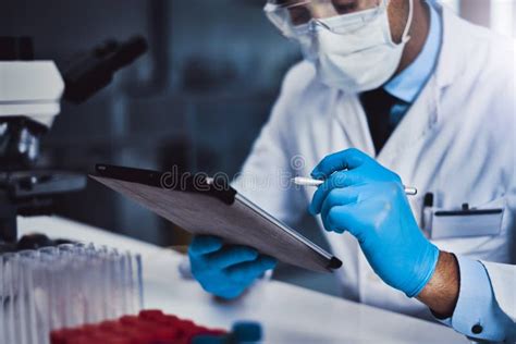 Hands Science And Tablet With Man In Laboratory For Breakthrough