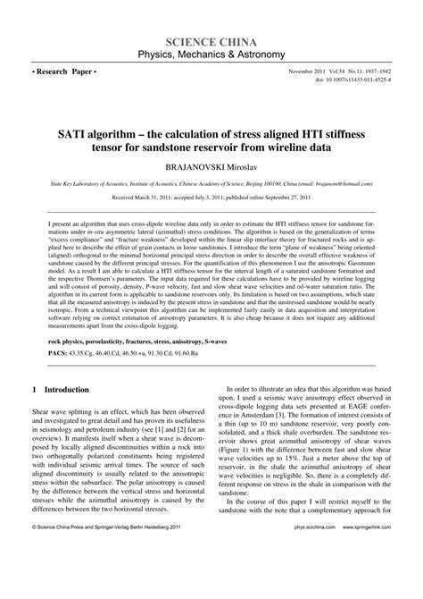 Pdf Sati Algorithm The Calculation Of Stress Aligned Hti Stiffness