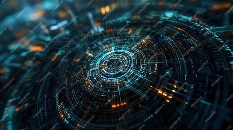 Futuristic Digital Interface With A Central Circular Element With Electronic System Background