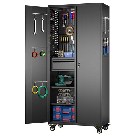 Gangmei Metal Storage Cabinet With 1 Drawer And Pegboards71 H Top