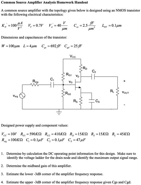 Common Source Amplifier Analysis Homework Handout A Common Source Amplifier With The Topology