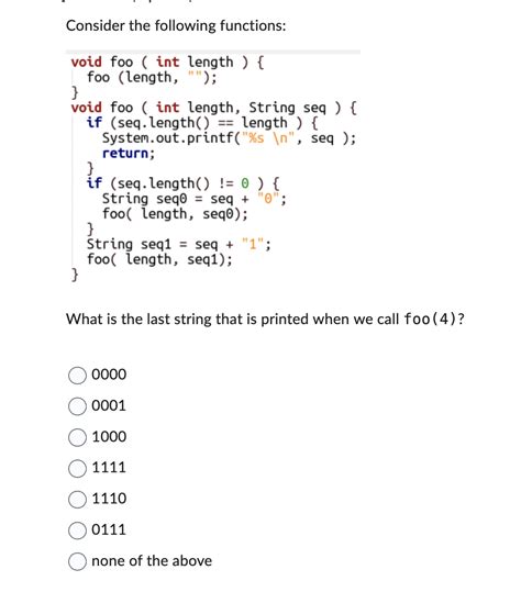 Solved Consider The Following Functions Void Foo Int Chegg