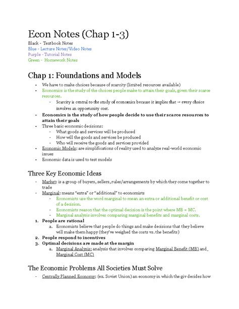 Econ Notes Chap 1 3 Econ Notes Chap 1 3 Black Textbook Notes Blue Lecture Notes Video