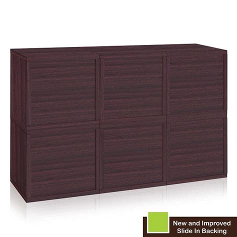 6 Stackable Storage Cubes Espresso And Modular Cube Bookcase Way Basics
