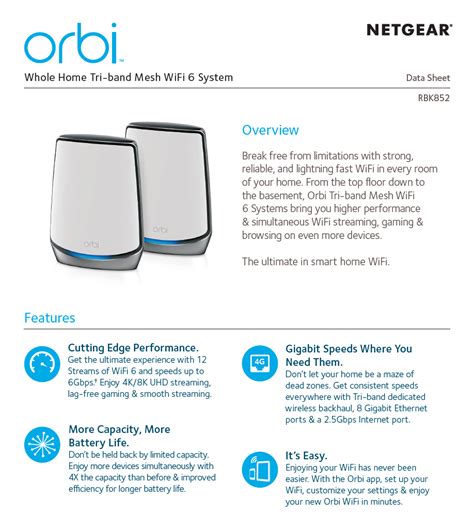 Netgear Orbi Tri Band Mesh AX WiFi System RBK