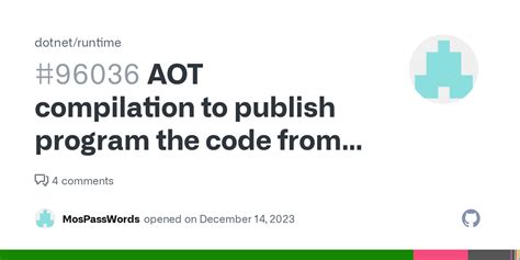 Aot Compilation To Publish Program The Code From The Dependency