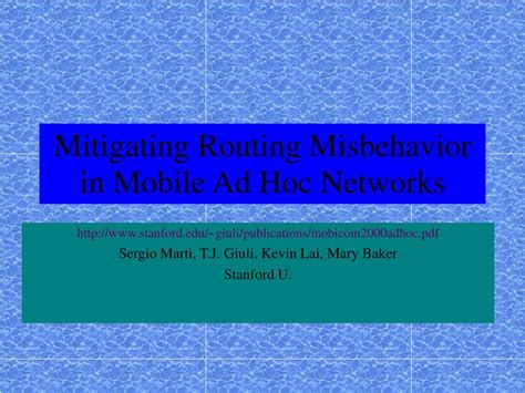 Ppt Mitigating Routing Misbehavior In Mobile Ad Hoc Networks Powerpoint Presentation Id 1070956