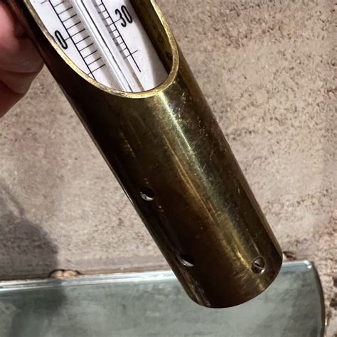 1960s Brass Temperature Wall Thermometer Gauge Ambianic