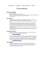 Econ2 S1 W5 Answers Pdf Economics 2 Semester 1 Tutorial Sheet 4 Week 5 Consumption