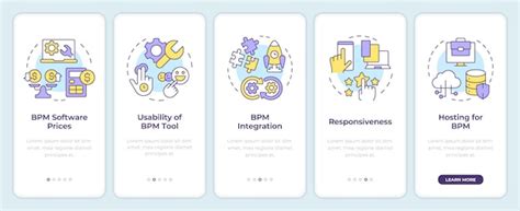 Premium Vector Choosing Bpm Software Factors Onboarding Mobile App Screen
