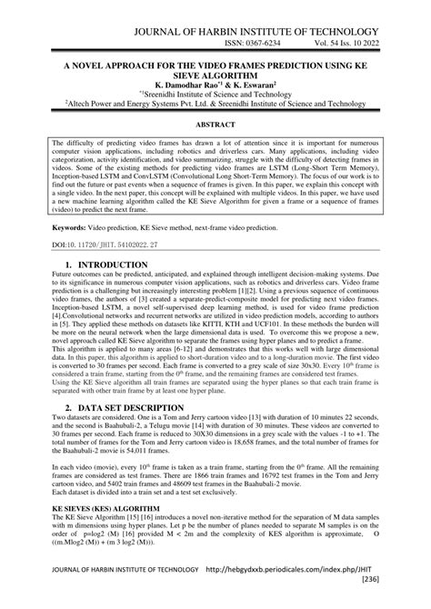 Pdf A Novel Approach For The Video Frames Prediction Using Ke Sieve