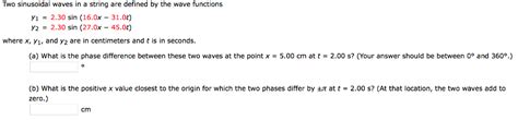 solved two sinusoidal waves in a string are defined by the