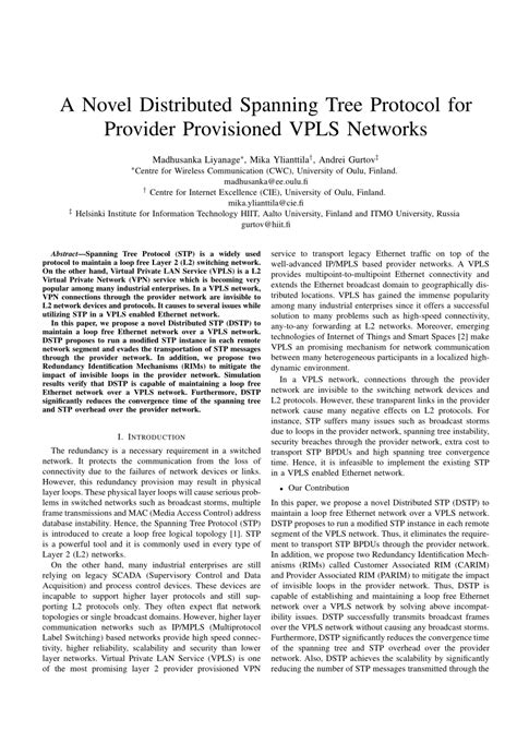 Pdf A Novel Distributed Spanning Tree Protocol For Provider Provisioned Vpls Networks