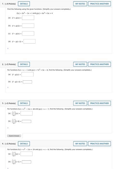 Solved Find The Following Using The Given Functions Chegg