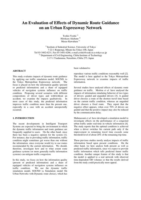 Pdf An Evaluation Of Effects Of Dynamic Route Guidance On An Urban