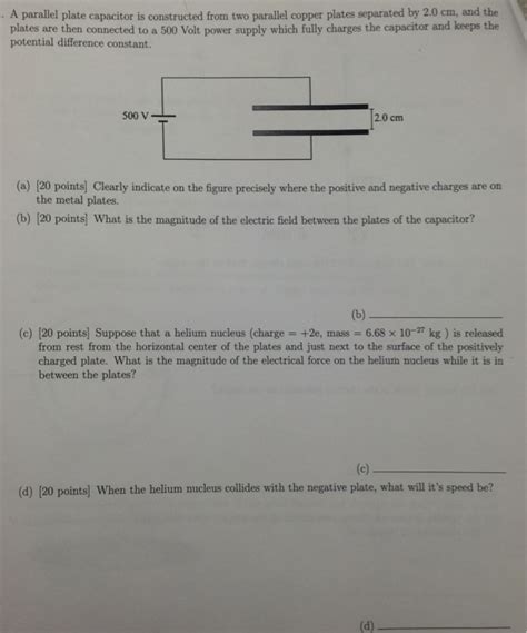 Solved A Parallel Plate Capacitor Is Constructed From Two