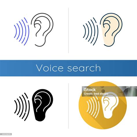 사운드 신호 아이콘이 설정됩니다 가청 음파 아이디어 귀를 청취합니다 시끄러운 소음 인식 음성 통화 사운드 감수성 청각 능력 선형 검정 및 색상 스타일입니다 격리된 벡터