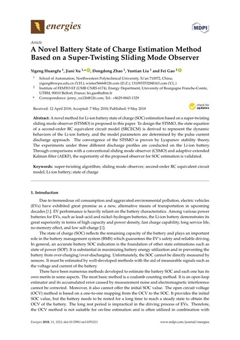 Pdf A Novel Battery State Of Charge Estimation Method Based On A