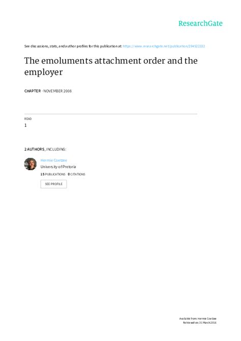 Pdf The Emoluments Attachment Order And The Employer