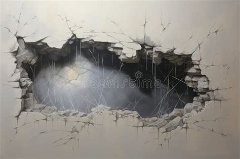 Abstract White Wall Crack Broken Structure Stock Illustration