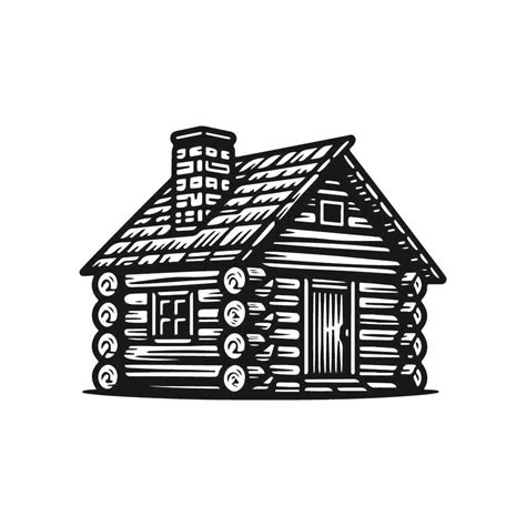 free rustic log cabin wooden house svg black and white svg vector file