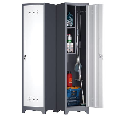 Marcree 65 H Slim Broom Storage Cabinet Metal Broom Closet With