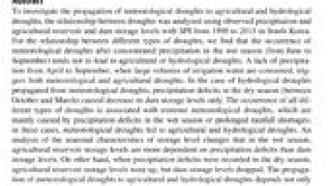 Characteristics Of Drought Propagation In South Korea Relationship Between Meteorological