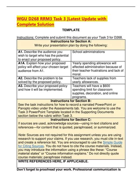 Wgu D268 Rrm3 Task 3 Latest Update With Complete Solution D268 Rrm3 Stuvia Us