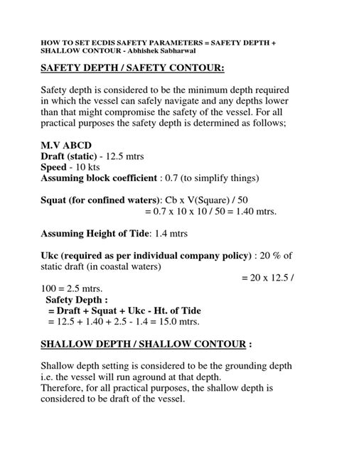 How To Set Ecdis Safety Parameters Pdf Contour Line Tide