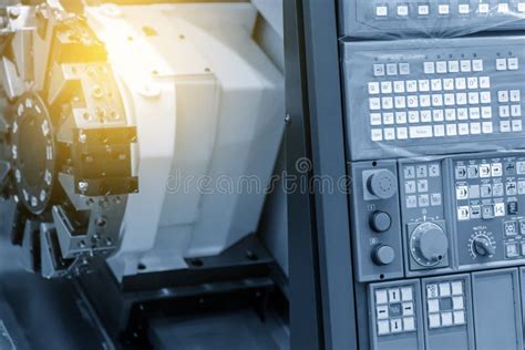 Close Up Of The CNC Lathe Panel Stock Photo Image Of Instrument Metalworking