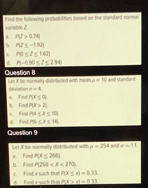 Solved Find the following probabilities based on the | Chegg.com