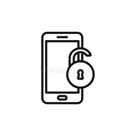 Mobile Unlock Icon Outline Collection In Black And On White Background