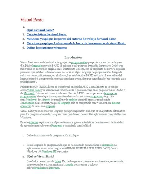 Componentes De Visual Basic 60 Pdf Básico Tecnología Digital