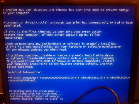 Blue Screen Error Code 0x000000f4 Microsoft Community