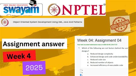 Nptel Week 4 Object Oriented System Development With Uml Java And Patterns 2025 Assignment