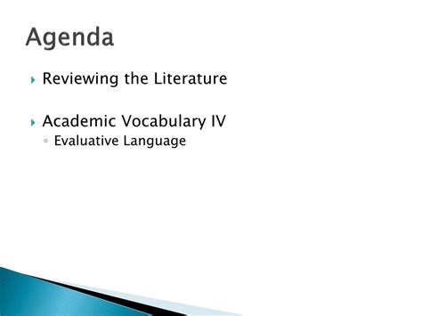 Ppt Using Academic Vocabulary Iv Evaluative Language And Reviewing The Literature Powerpoint