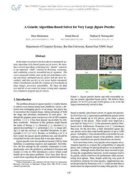 a genetic algorithm based solver for very large jigsaw puzzles pdf
