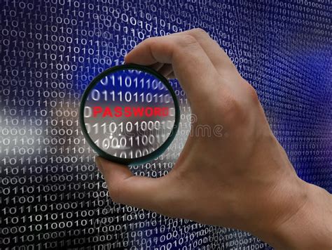 Hacker Is Scanning For Password In Binary Code Stock Image Image Of