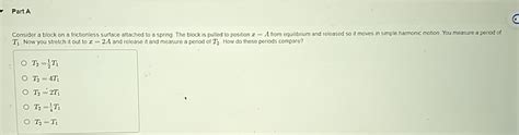 Solved Part AConsider A Block On A Frictionless Surface Chegg