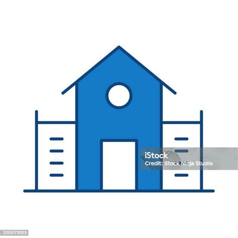 건물 블루 라인 편집 가능한 스트로크 아이콘입니다 부동산 집 아파트 도시 풍경 벡터 일러스트 레이 션 건물 외관에 대한 스톡