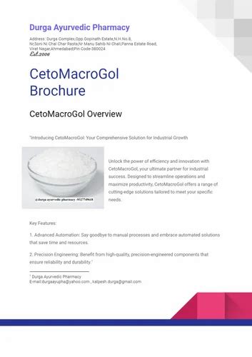 Cetomacrogol 1000 Cm 1000 Grade Standard Technical Grade Packaging Size 25 Kg At Rs 450 Kg