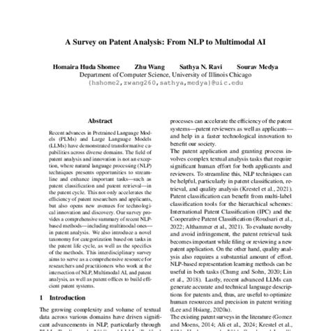 A Survey On Patent Analysis From Nlp To Multimodal Ai Acl Anthology