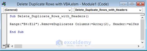 How To Delete Duplicate Rows In Excel Using VBA Methods