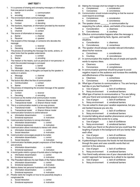 unit test 1 pdf communication information