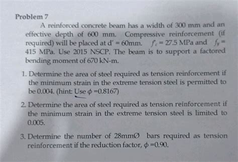 Problem A Reinforced Concrete Beam Has A StudyX