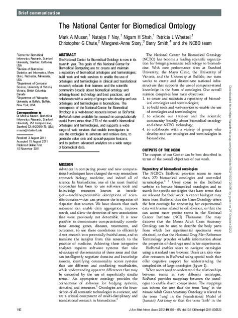 Pdf The National Center For Biomedical Ontology