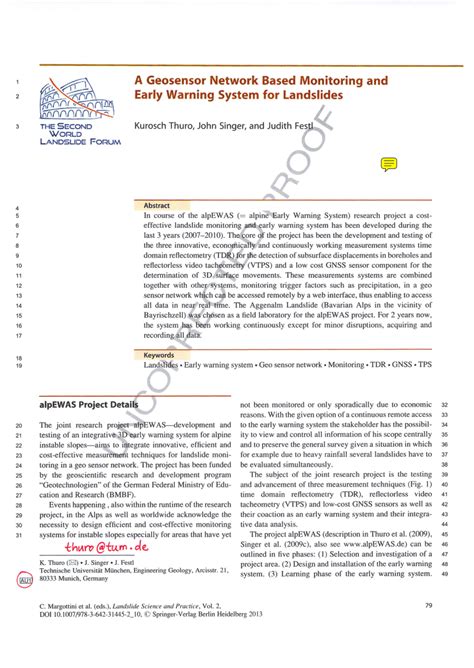 Pdf A Geosensor Network Based Monitoring And Early Warning System For Landslides