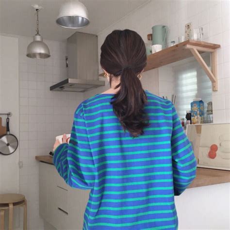 루어스룸 산뜻한 스트라이프 줄무늬 단가라 티